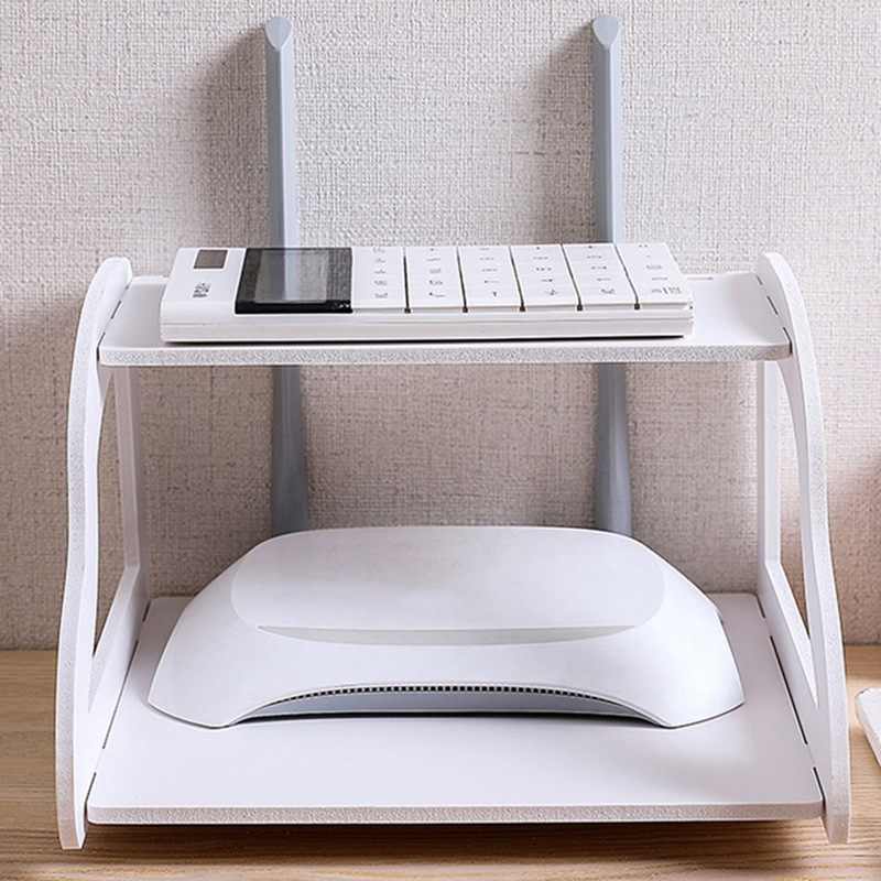 Wifi Modem Holder Double Floating Wall Mount Shelf Wood WiFi Modem Rack ...
