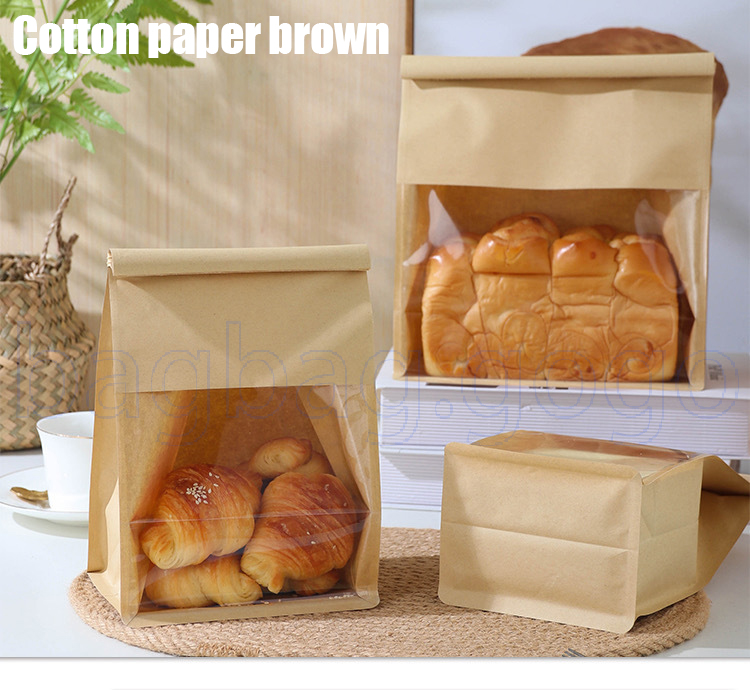 50pcs Kraft Paper Bread Toast Stand Up Pouch With Window (Ph) Slice ...
