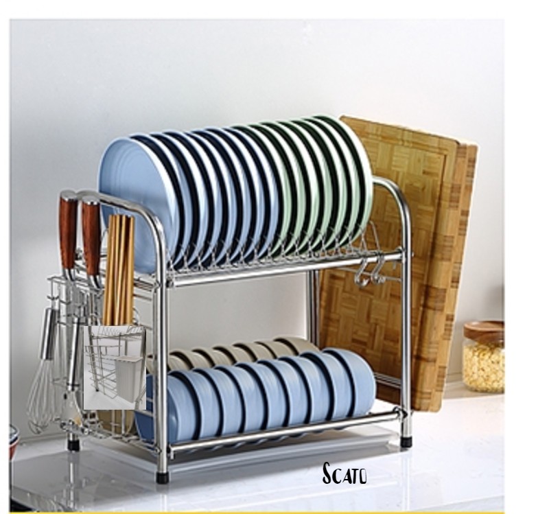 DOUBLE ARROW New Kitchen Stainless Steel 2 Tier Dish Rack With Drying ...