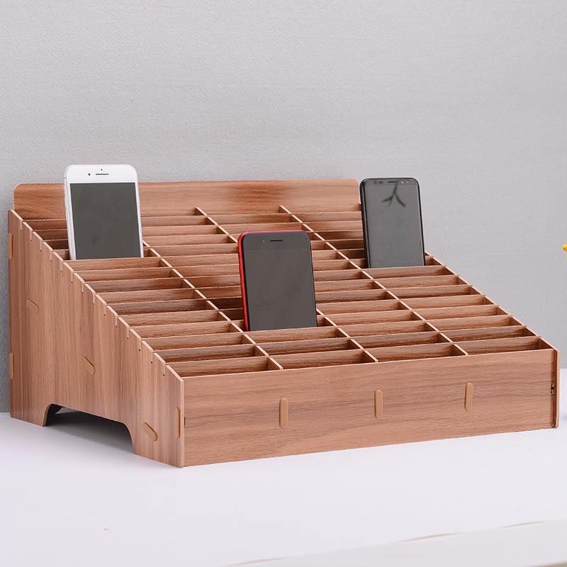 【CYT】Multi-grid Wooden Mobile Phone Storage Box Desktop Organizer for ...