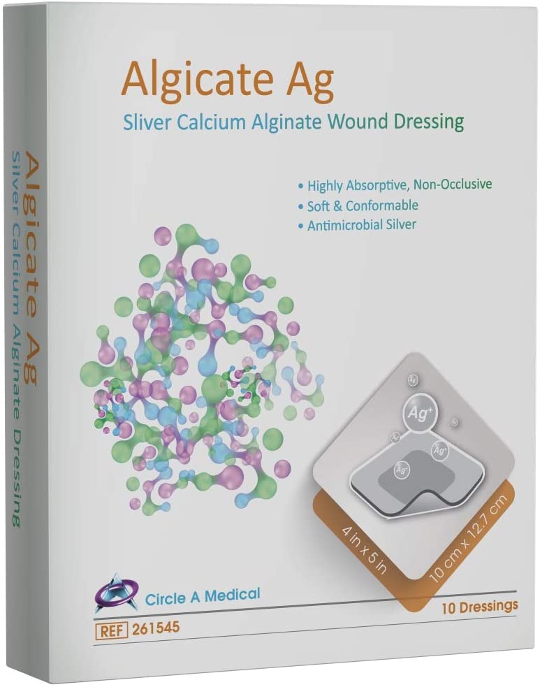 Algicate Ag Silver Calcium Alginate Wound Dressing Gauze Pads 4" x 5 ...