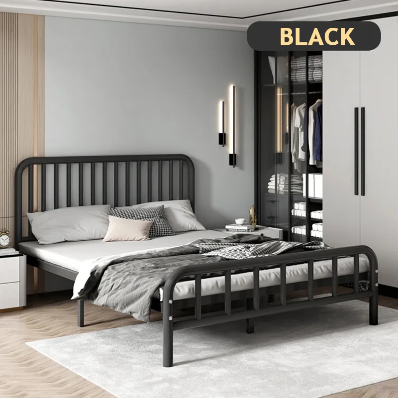 Iron bed frame Double bed Queen size bed High load-bearing metal bed ...
