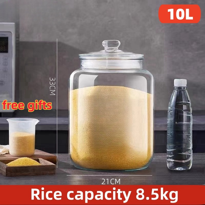 Glass rice dispenser 10 kilos 8.5kg/13.5kg/25 kilos Large glass jars ...