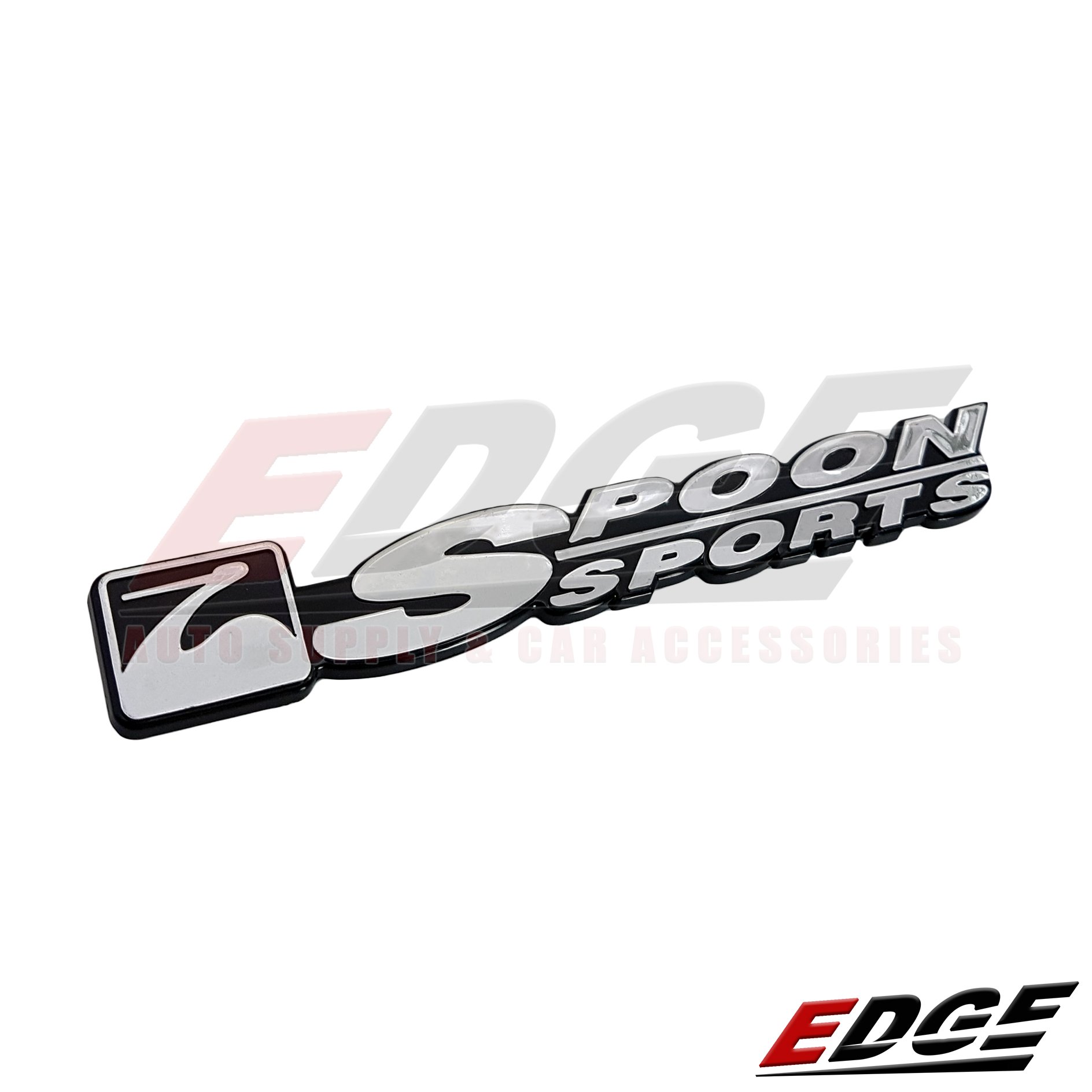 Emblem - SPOON SPORTS - Chrome/Black - 2.2x14cm // adhesive ready stick ...