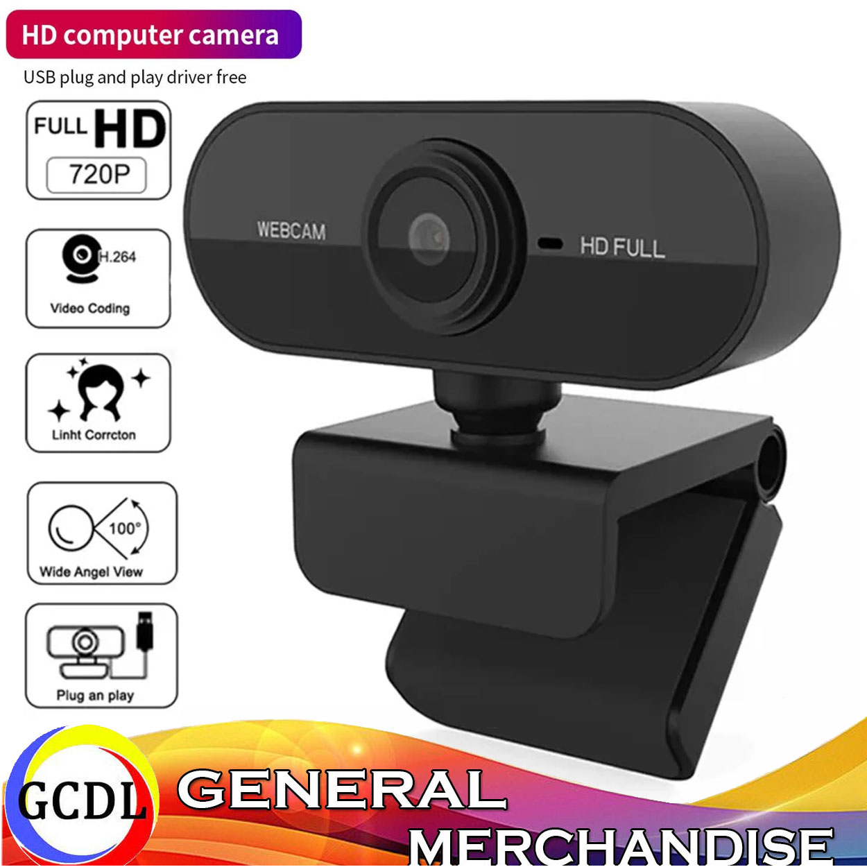 Desktop Webcam WB-01 Full HD 1080P CMOS 2 Megapixels Webcam 90° Wide ...