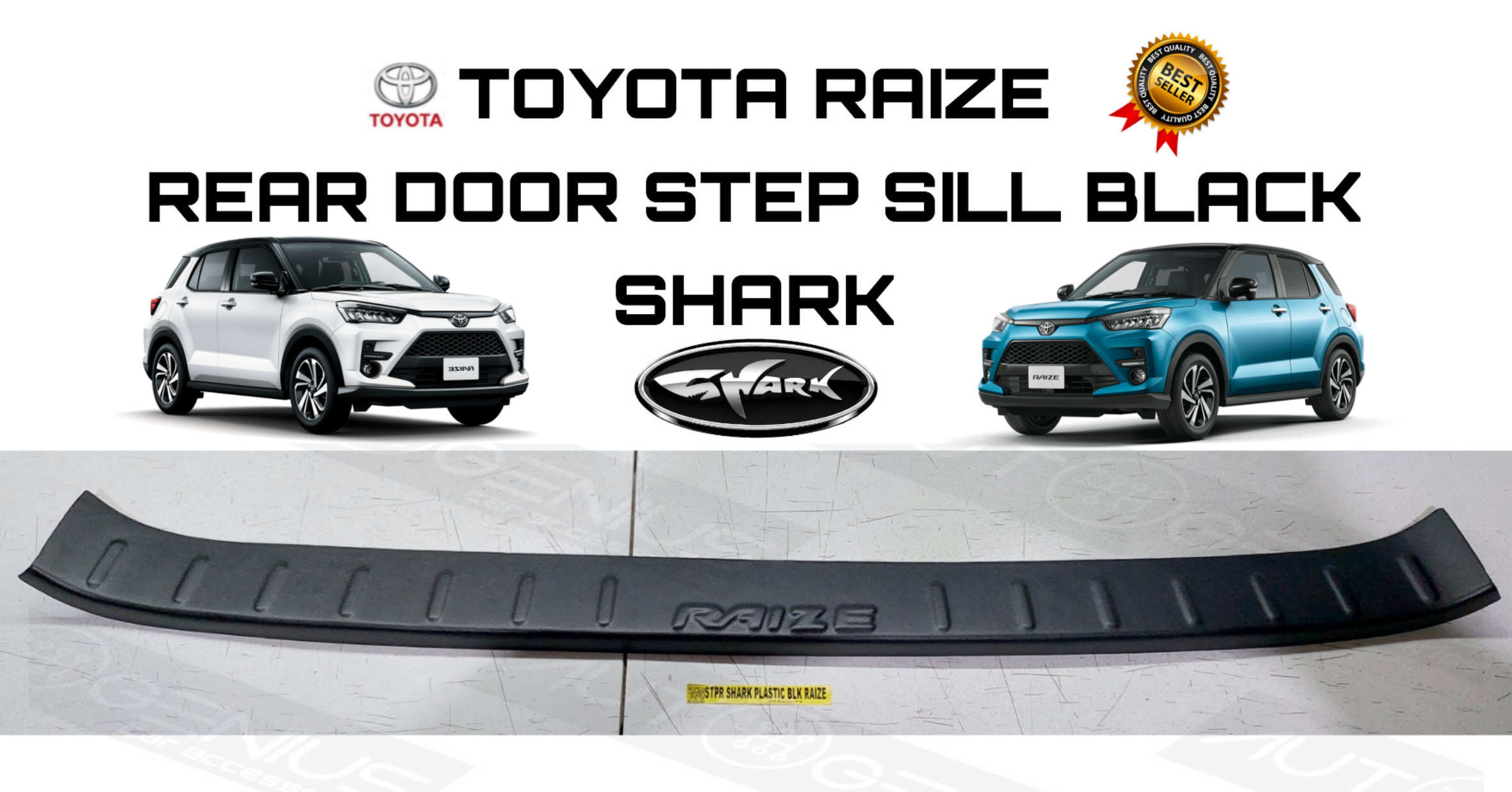 Toyota Raize 2022 Rear Door Bumper Step Sill Guard Black SHARK BRAND ...