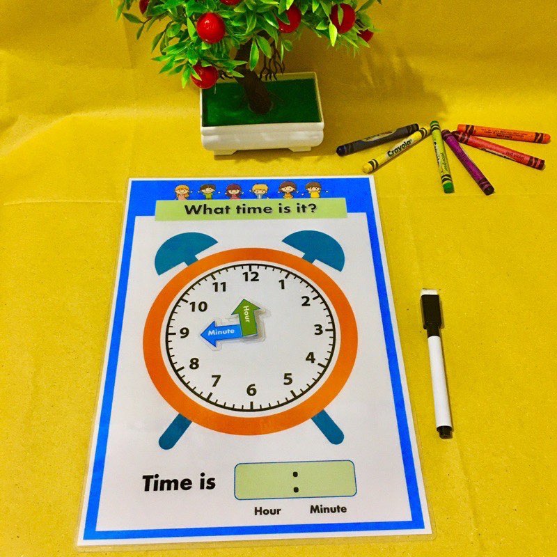 Clock / What time is it? (Velcro) FREE Marker with eraser | Lazada PH