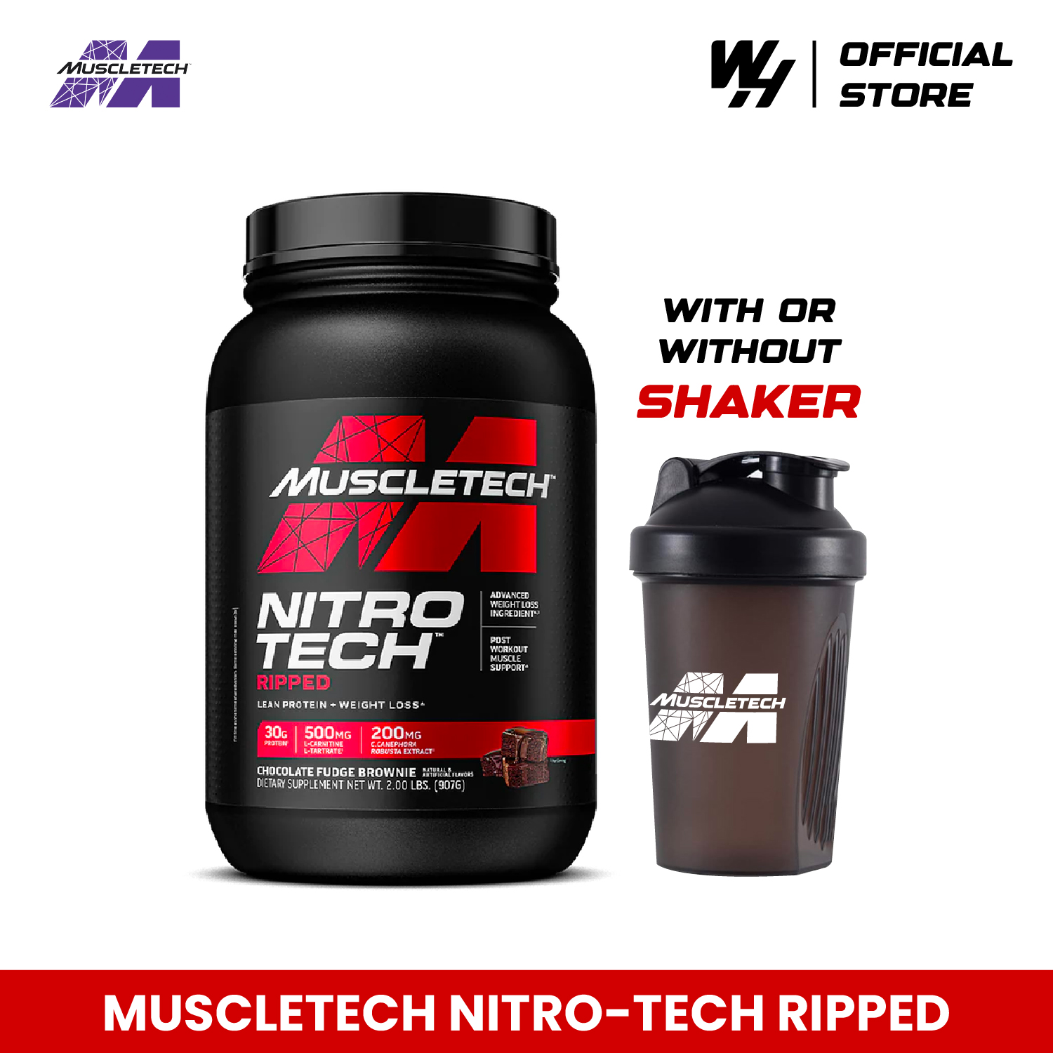 MUSCLETECH RIPPED NitroTech Whey Protein 2lbs (Lean Growth + Fat Loss ...