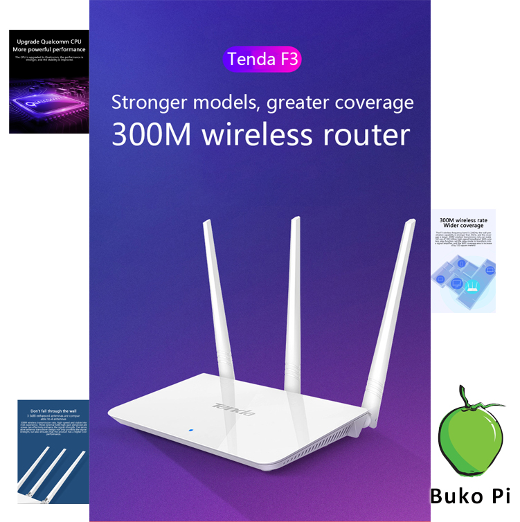 Tenda F3 Router for Piso Wifi (English Interface) 300 MBPS 4 Port / 3 ...
