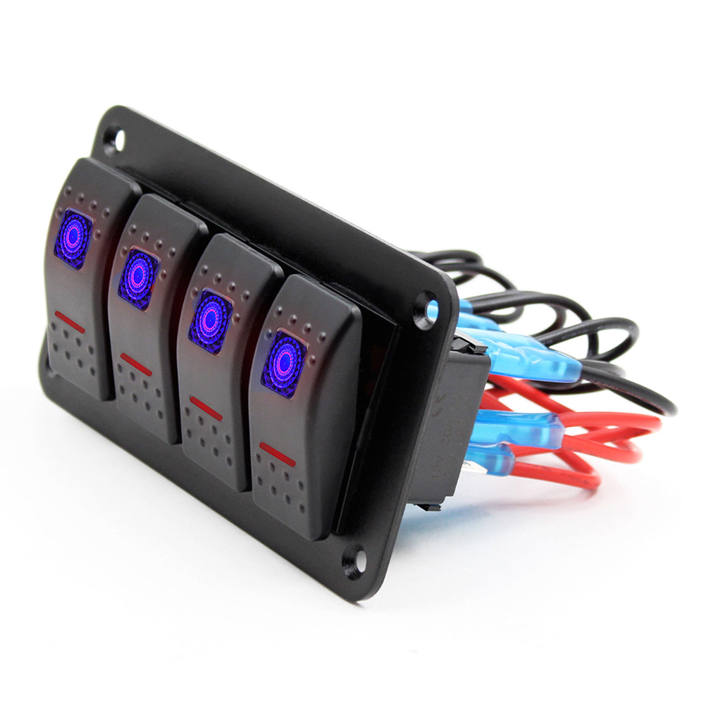 QZ 4 Gang Dual LED Switch Panel Light Bar Car Caravan Marine Boat Rv ...