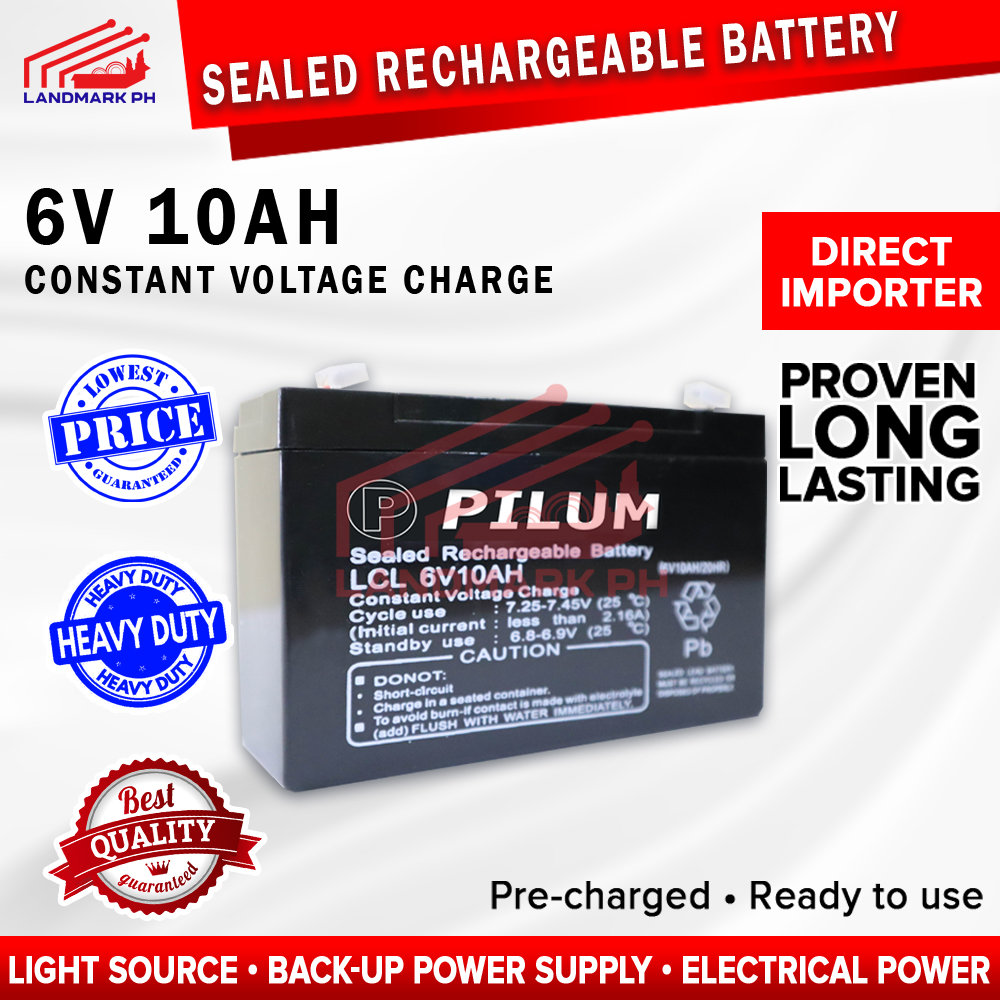 LANDMARK 6V 10AH / 20HR UPS Sealed Rechargeable Lead Acid Battery 6 VOLTS 10 AMPERE HOUR ( Ebike ...