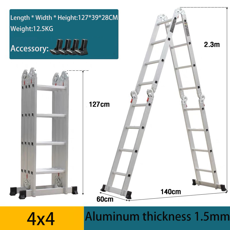 REAIM Aluminum ladder heavy duty ladder foldable adjustable thickened ...