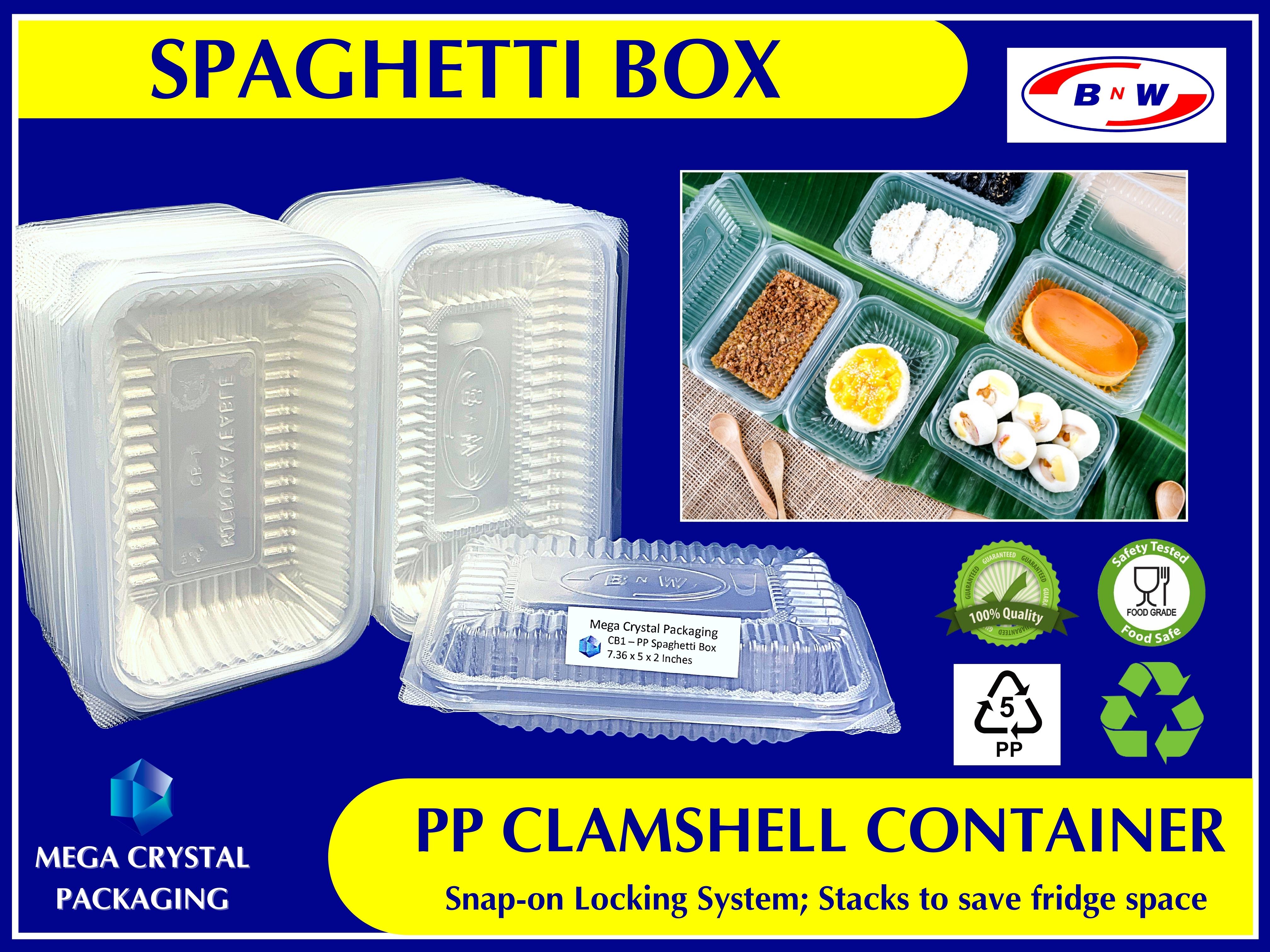 Microwavable Plastic Clamshell Containers CB 1 Spaghetti Box / Lunch ...