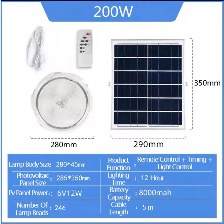 Solar Light Indoor Ceiling Light 4 In 1 Ip67 Solar Light 200 Watts 60 ...
