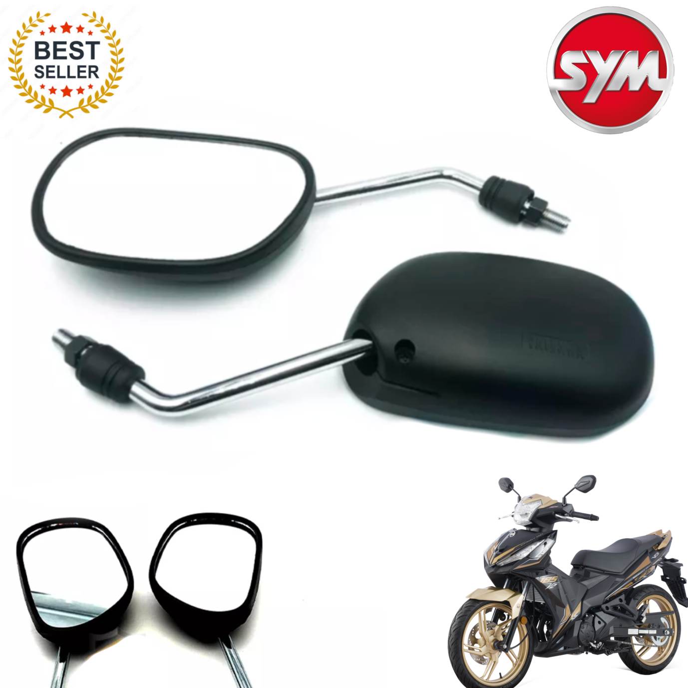 SYM symphony -Motorcycle Side Mirror Crome Stem | Stock genuine | Stock ...