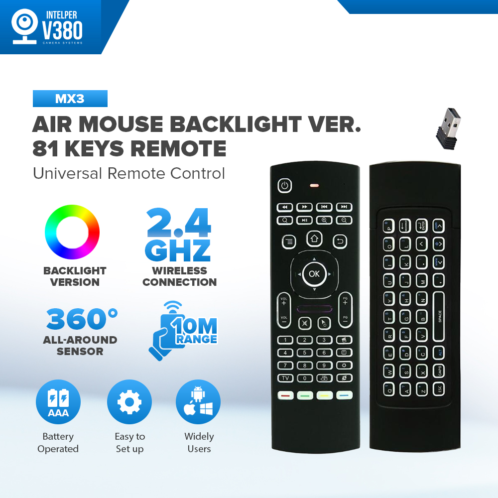 Intelper MX3-L Air Mouse for TV Box Remote 2.4G Wireless Keyboard ...