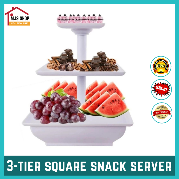 3 Tier Snack Server Square Stand Useful for Birthday and Party ...