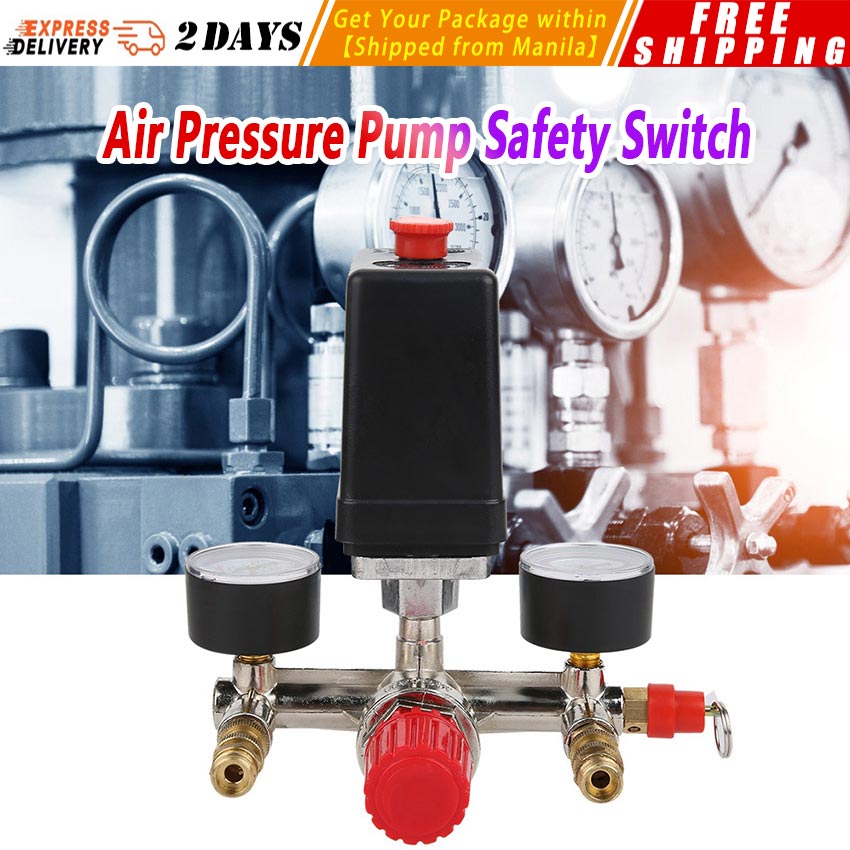 ️【Same Day Delivery】【Air Pressure Pump Safety Switch】Bama Air Compressor Bracket Pressure Gauge ...