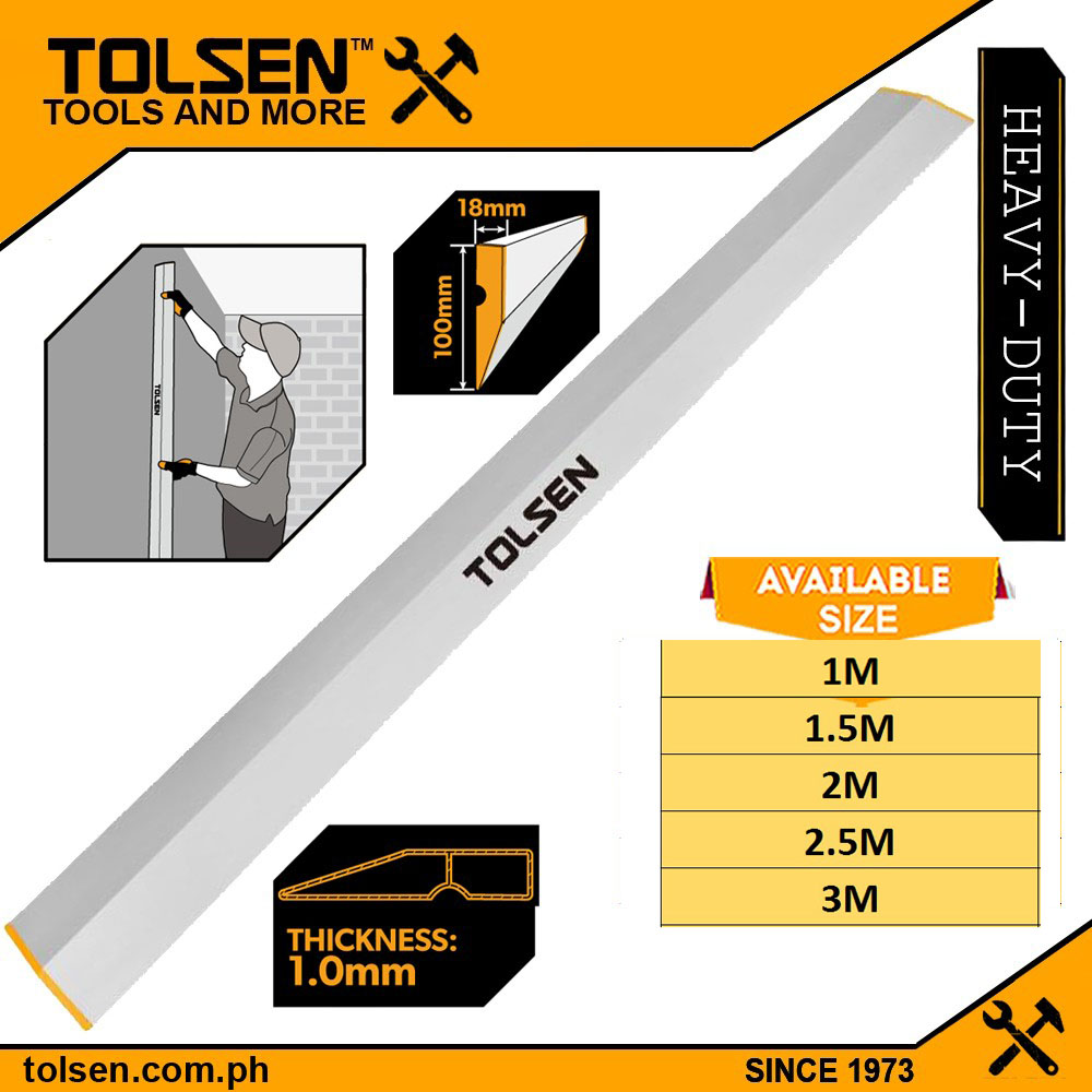 Tolsen Cement Aluminum Level For Plastering (1M | 1.5M | 2M | 2.5M | 3M ...