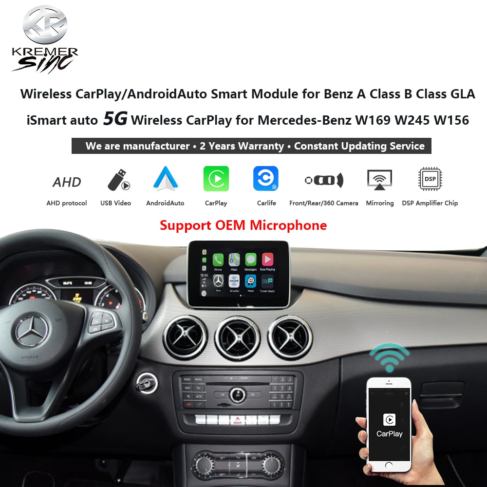 Support OEM Microphone 5G Wireless Apple CarPlay AndroidAuto Retrofit ...