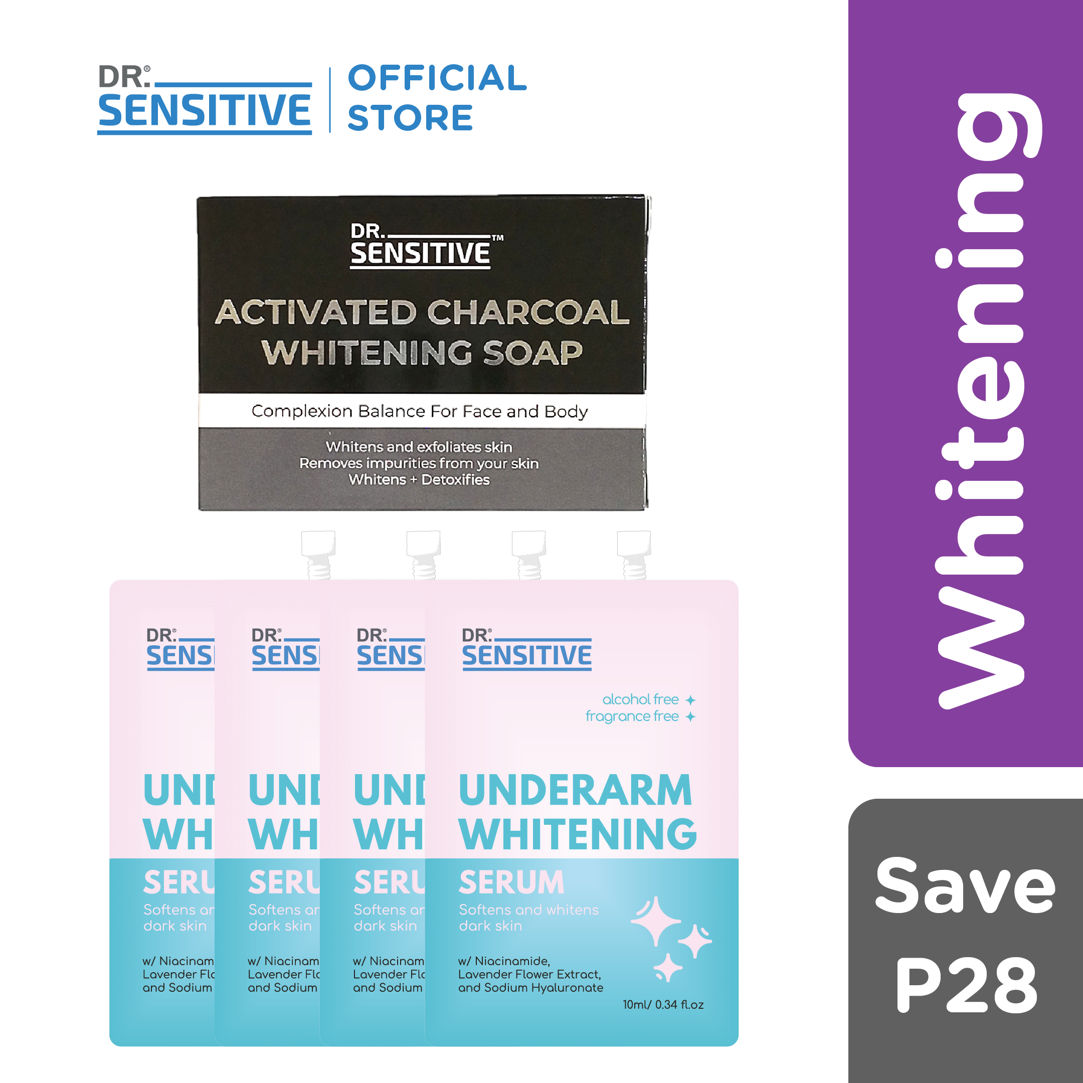 Dr. Sensitive Set of 4pcs Underarm Whitening Serum 10ml with Activated ...
