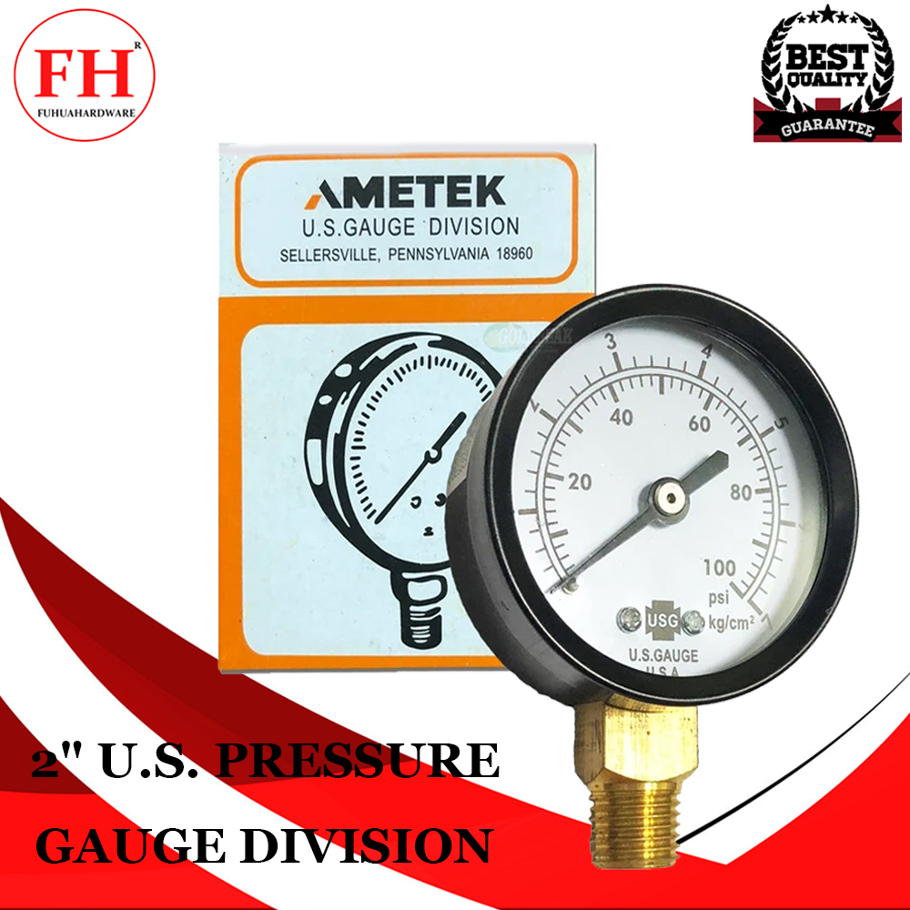 AMETEK 2 inches U.S. Gauge Division Pressure Gauge 100 psi High Quality ...