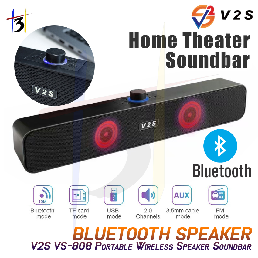 V2S VS-808 Portable Wireless Speaker Rechargeable Bluetooth Speaker ...