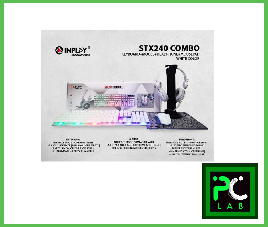 inPlay STX240 4 in 1 (KB, Mouse, Headset & MPad)- White | Lazada PH