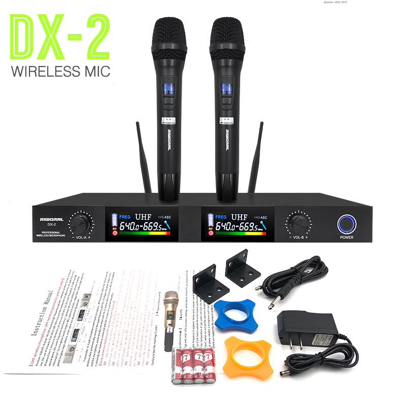 Wireless Microphone Karaoke Dual UHF Handheld Microphones Heavy Duty ...