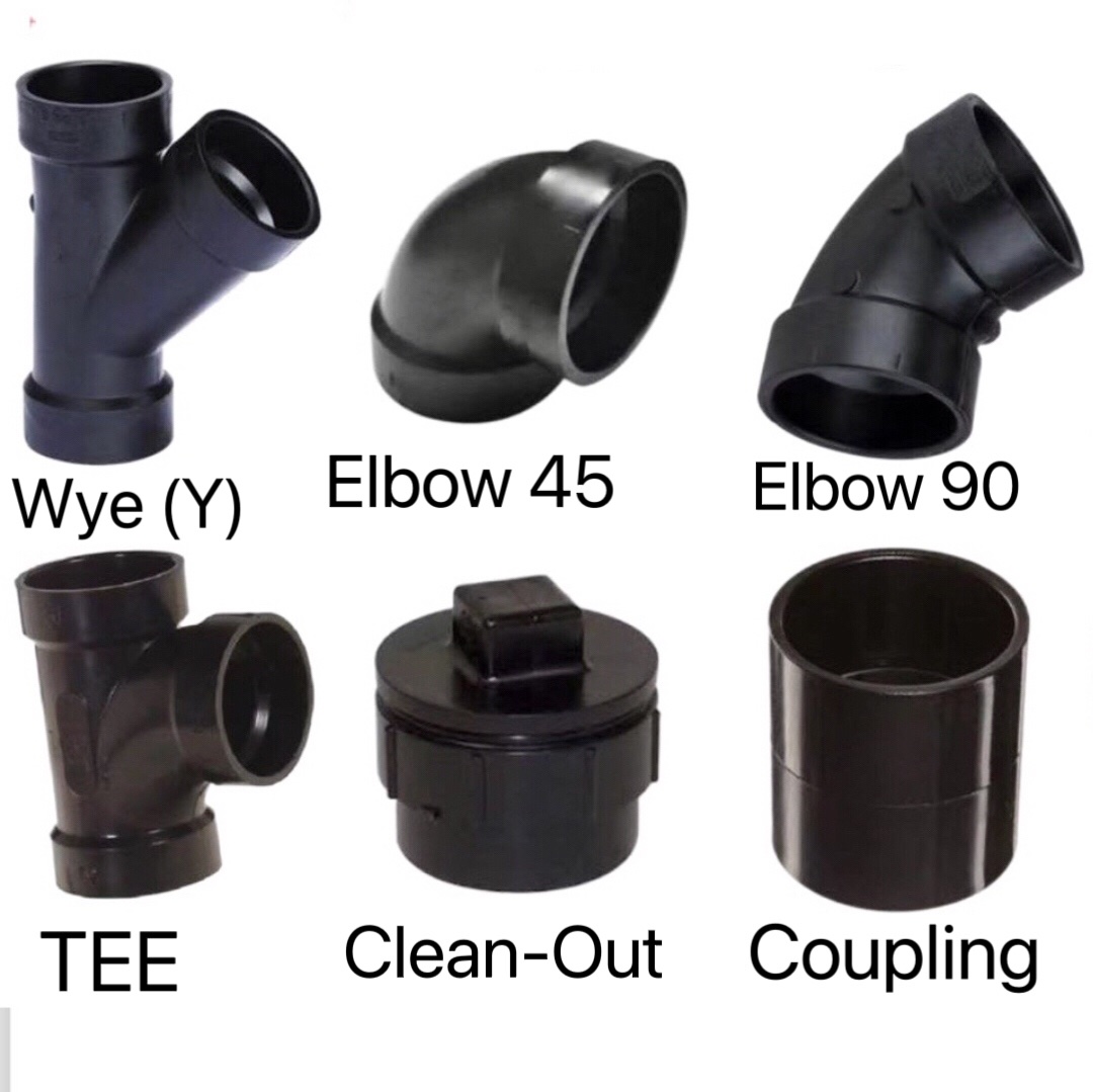 4inch PVC Pipe Orange&Black Fittings (Coupling,Elbow,Tee,Wye,Clean-Out ...