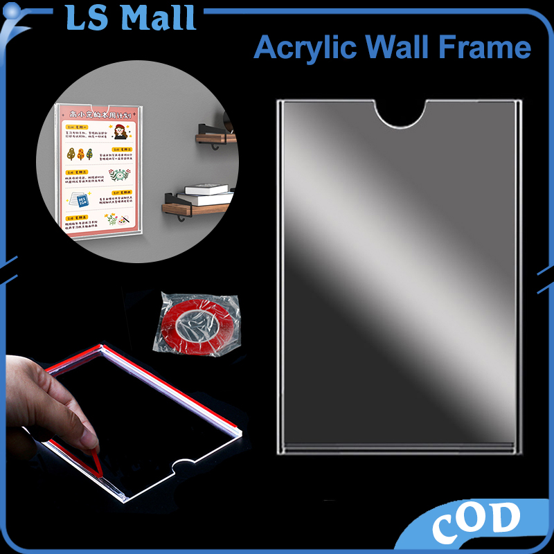 A4 Clear Acrylic Wall Frame Poster Photo Display Card Slots Photo Wall ...