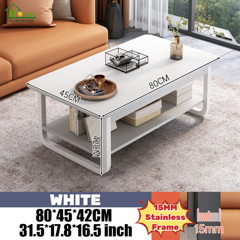 【Stainless Steel Frame】2-Tier Modern Wooden Veneer Table Beside Sofa ...