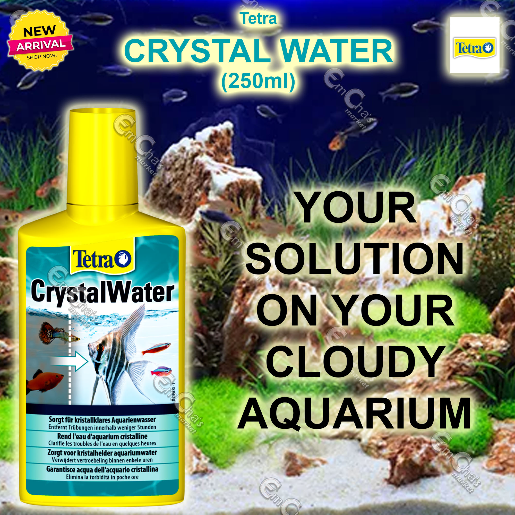 TETRA CRYSTAL WATER 250ml Water Clarifier (acc) Aquarium Clarifier ...