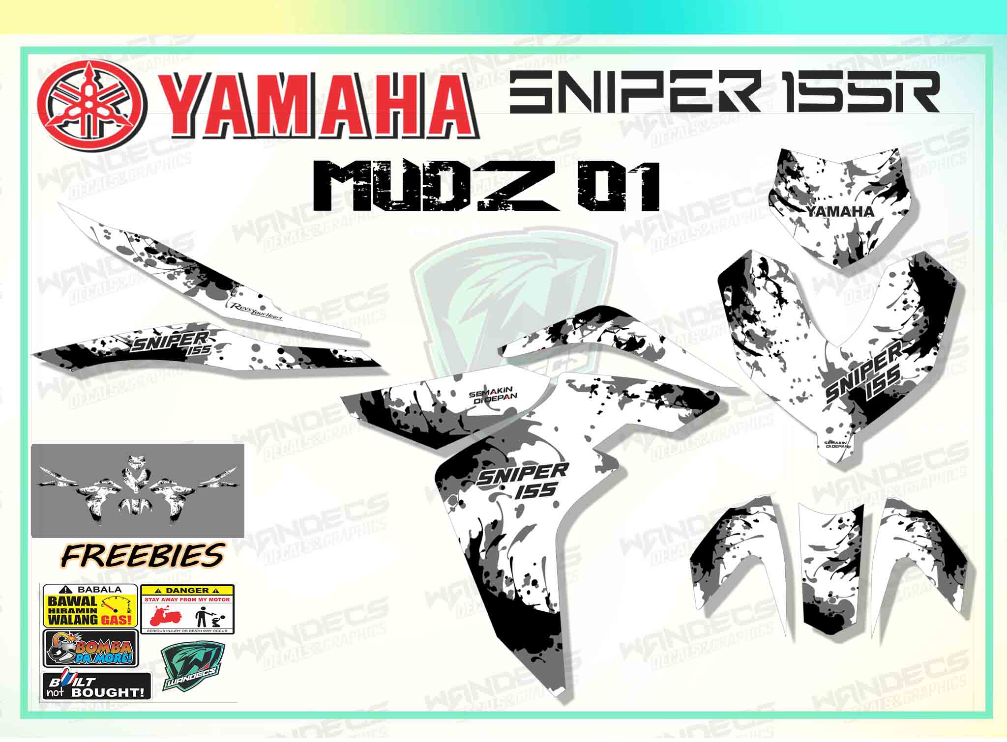 Yamaha Sniper 155 Decals - ( Fully Laminated -Gloss Vinyl high grade ...