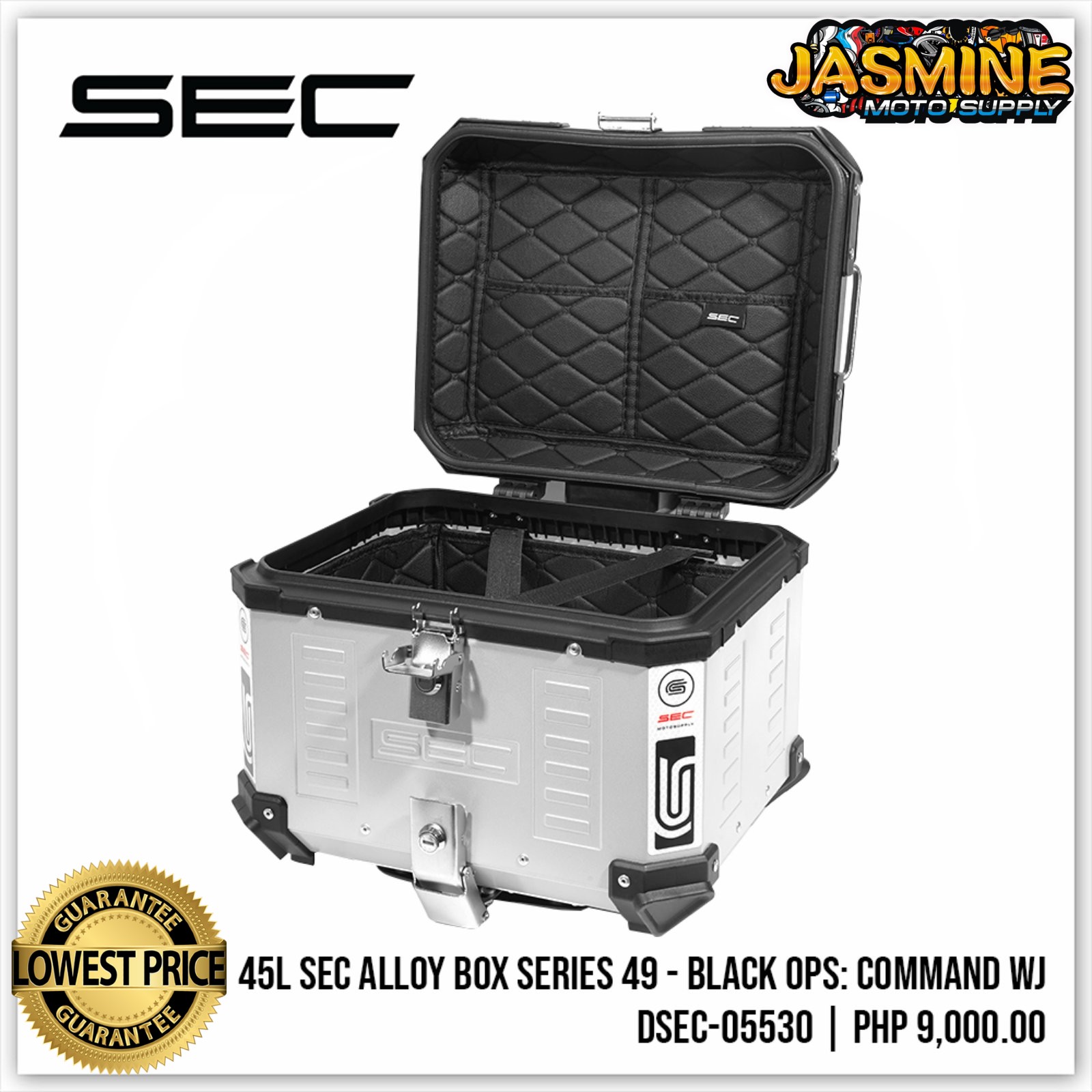 Sec 45L alloy topbox black ops with free rain coat | Lazada PH