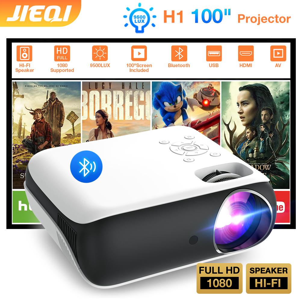 HAPPRUN H1 Native 1080P Bluetooth Projector with 100''Screen, 9500L ...