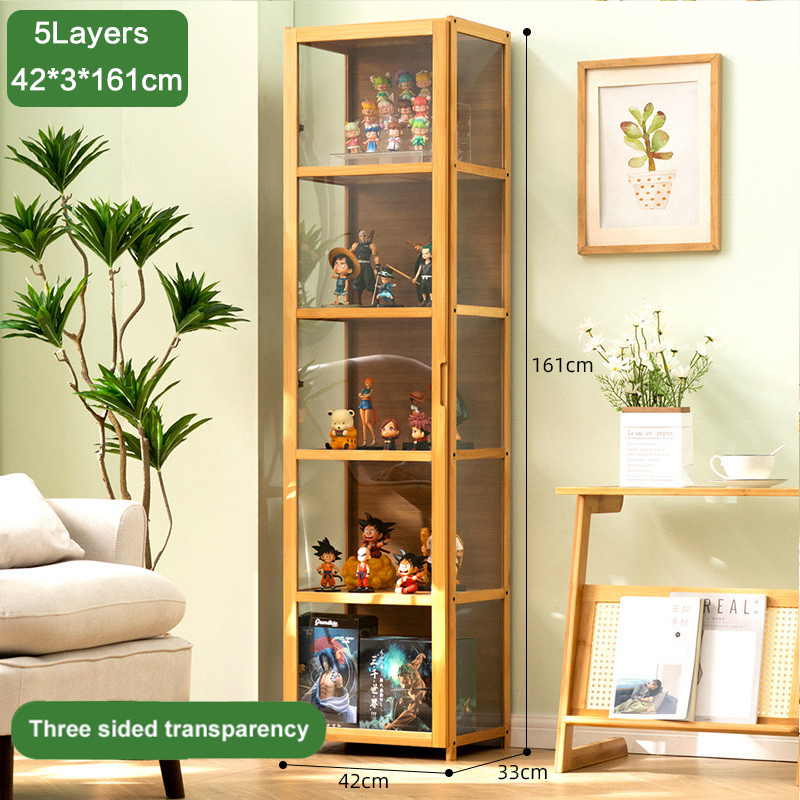 4/5 Layers storage Bamboo Acrylic Display Cabinet With Glass Door 3 ...