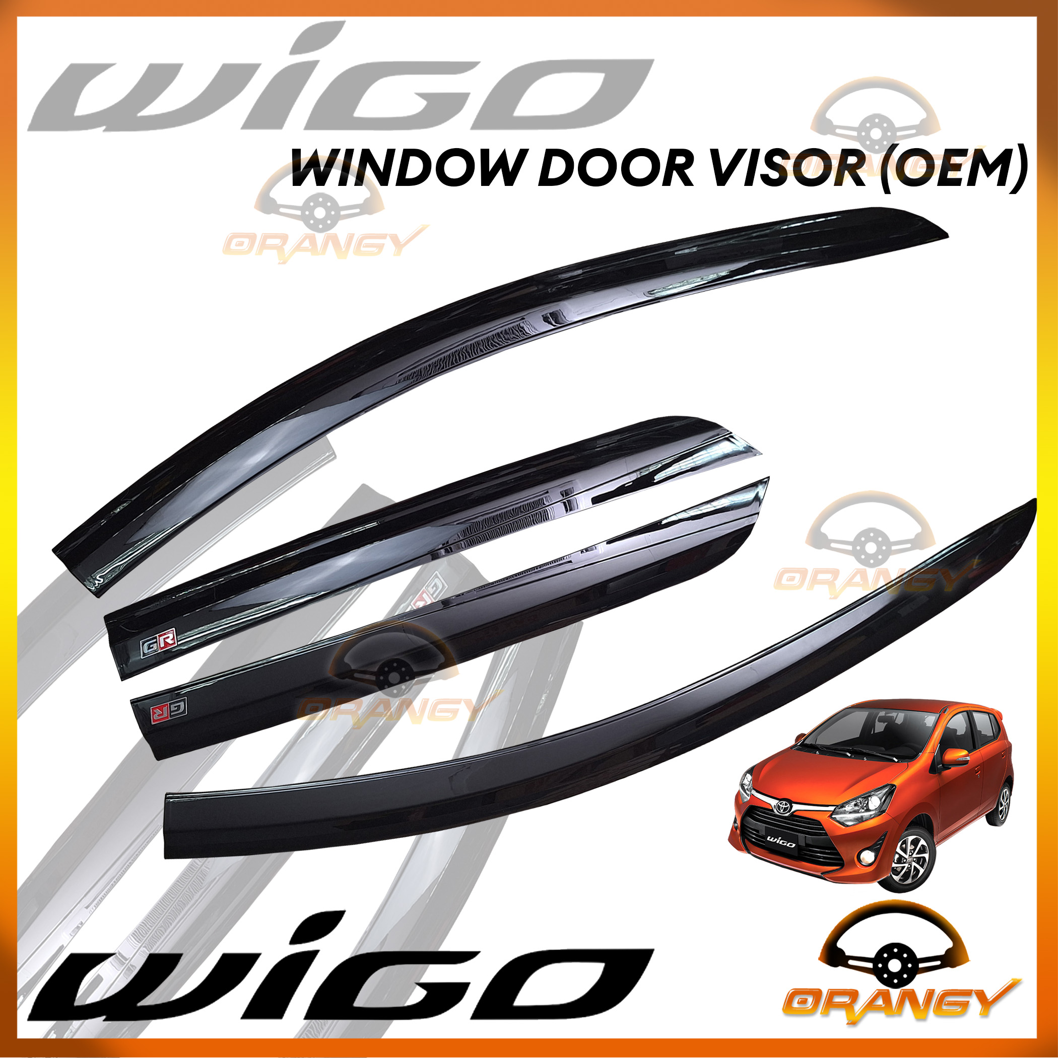 Toyota Wigo 2014 to 2022 OEM GR LOGO Window Door Rain Visor Black ...