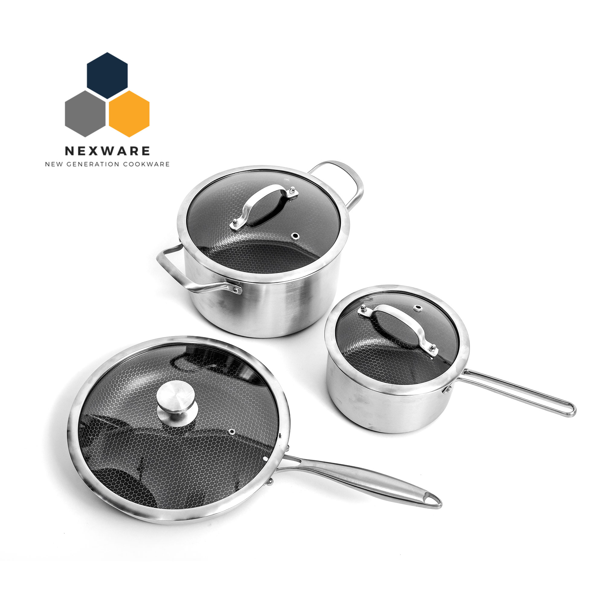 Nexware 18CM Non-stick Saucepan, 24CM Non-stick Micro Pan & 24CM ...