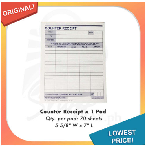 Counter Receipt (1 Pad) | Lazada PH