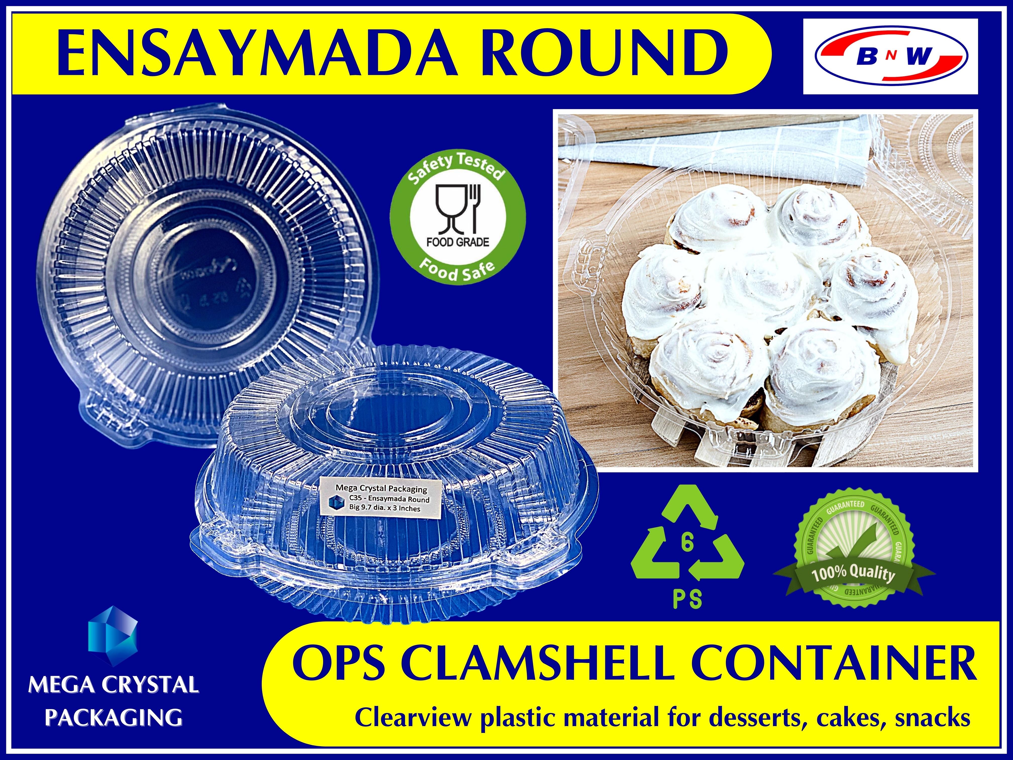 Clamshell OPS C35 Ensaymada Round Big 9 Inches ( 100 pcs. Per Pack ...