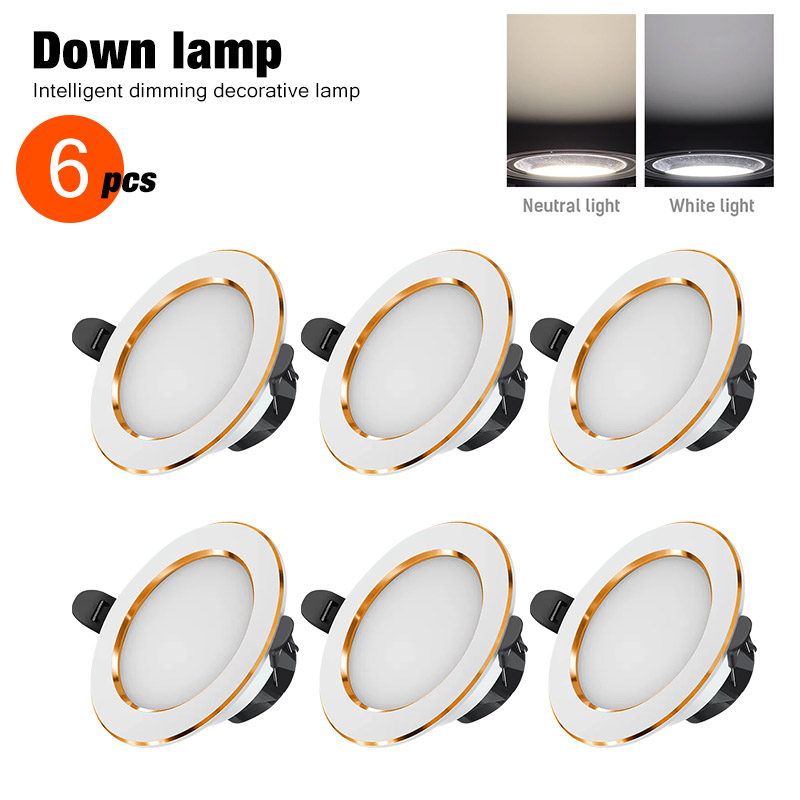 6PCS LED Downlight Recessed Pin Lights Panel Ceiling Light, 2 Color ...