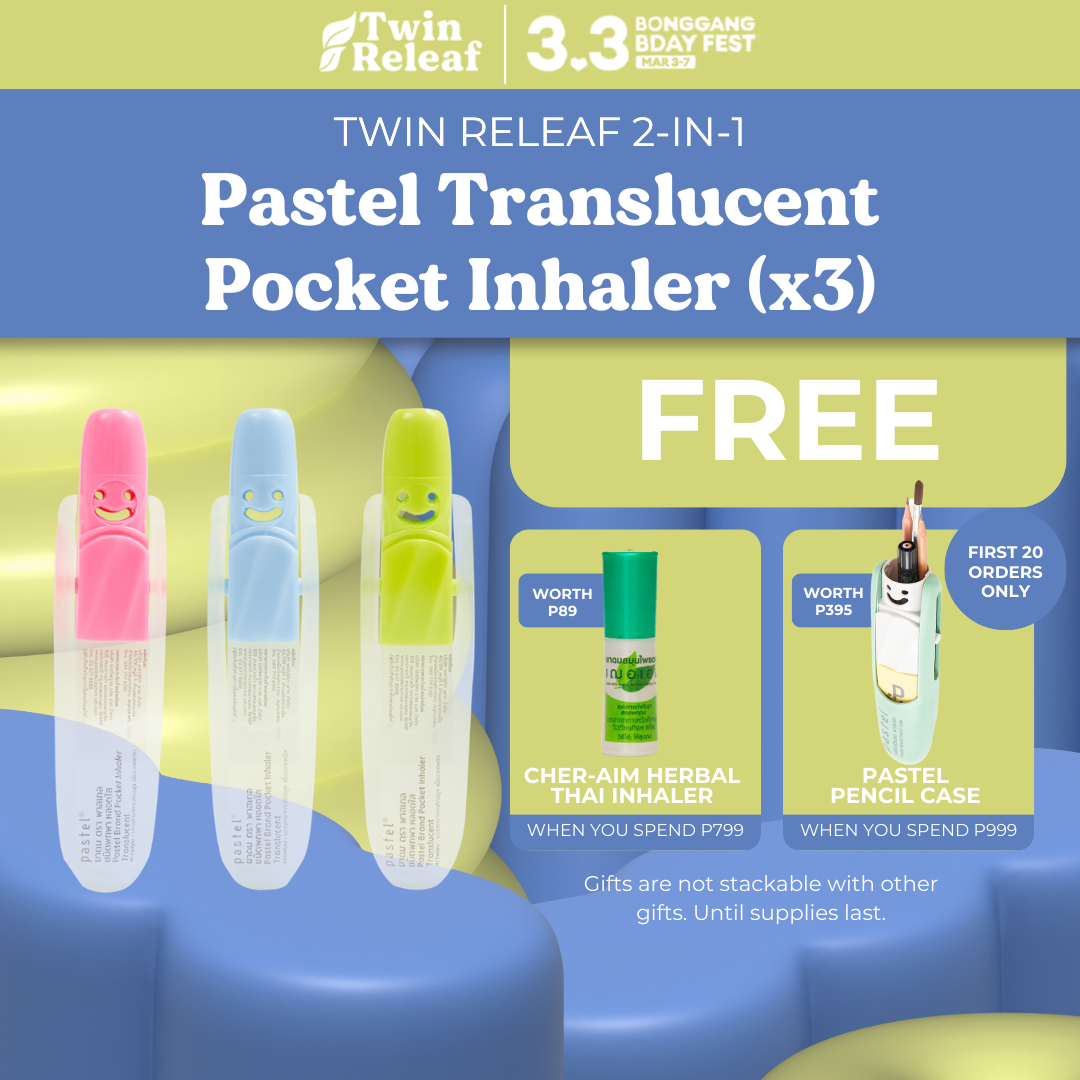 Twin Releaf 2-in-1 Pastel Translucent Pocket Inhaler (x3) [Menthol ...