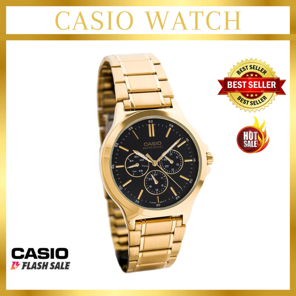 Casio (MTP-V300G-1AUDF) Gold Stainless Steel Strap Quartz Watch for Men ...