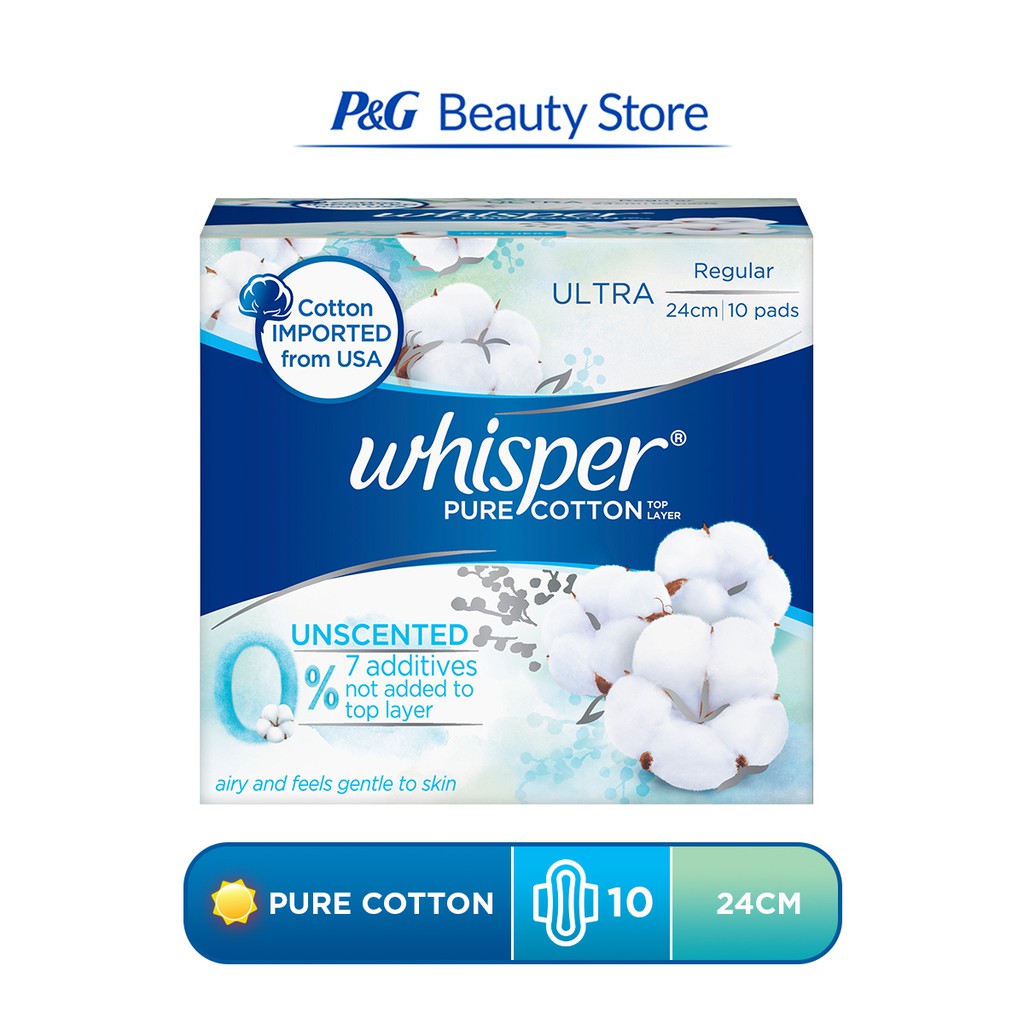 Whisper Pure Cotton Unscented Regular 10s | Lazada PH
