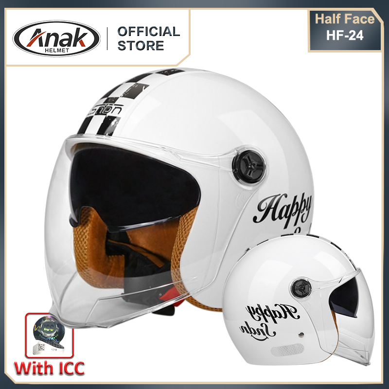 Anak Sndn HF-24 Classic Dual Visor Helmet Motorcycle Half Face Retro ...