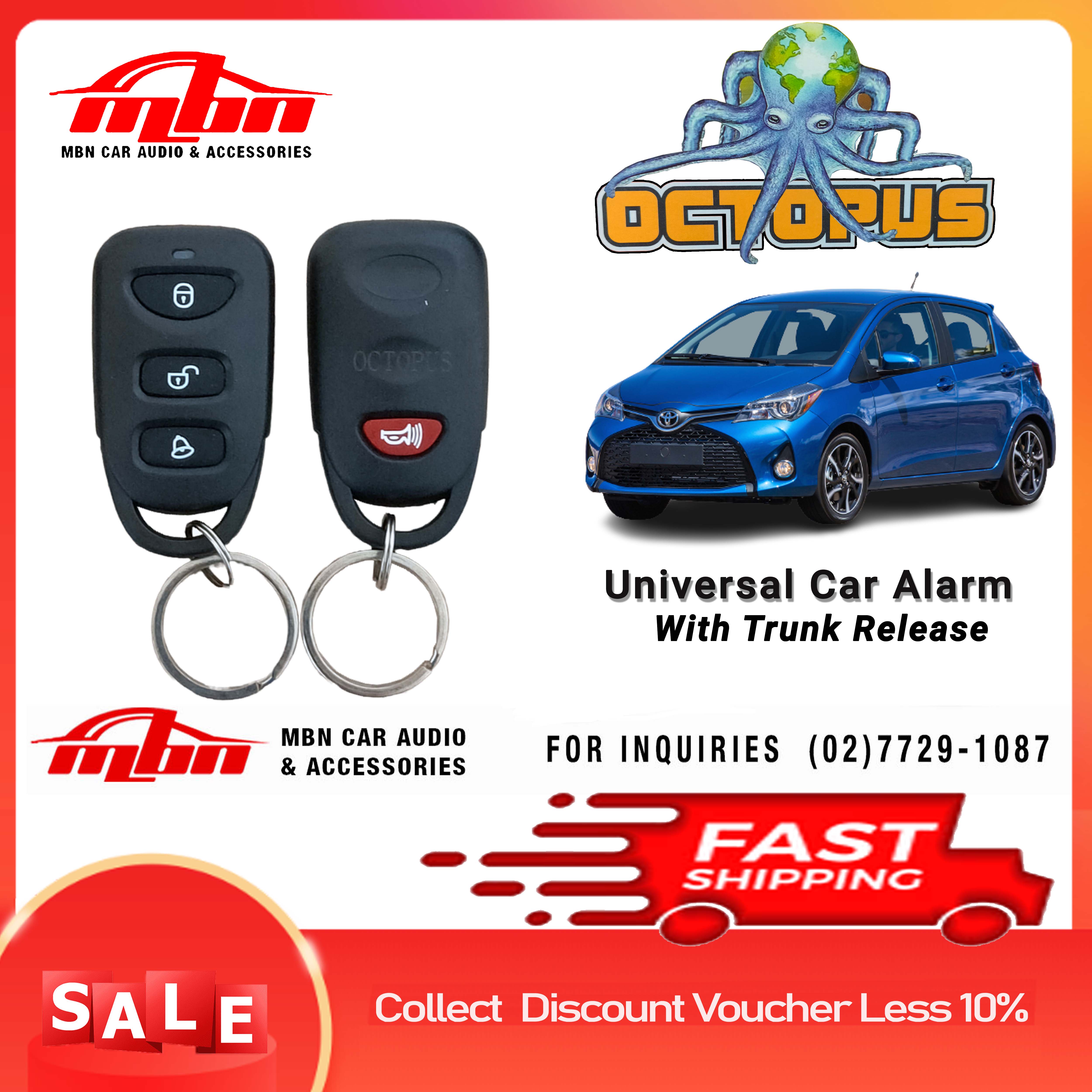 Universal Car Alarm System with 2 Pcs Remote , OCTOPUS Car Auto ...