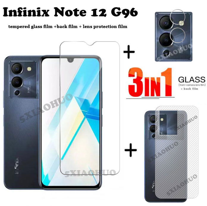 (3 in 1) infinix Note 12 G96 Transparent Tempered Glass Screen ...