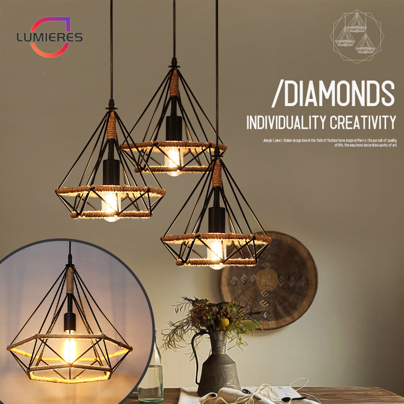 Pendant Light Metal Hanging Light with Twine, Drop Light in The Shape ...