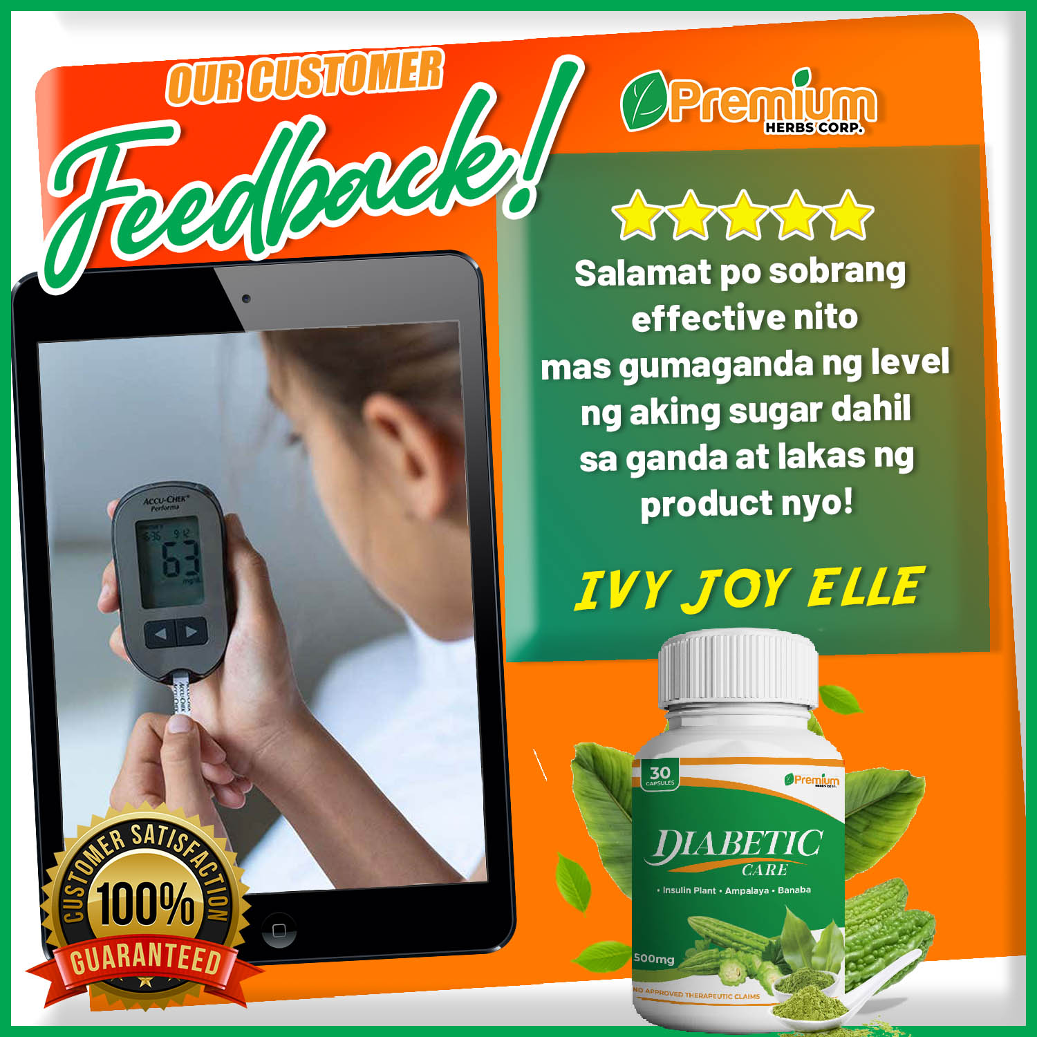 PHC07 - B Diabetic Care Supplement 30 Capsules 50mg w/ Insulin Plant ...